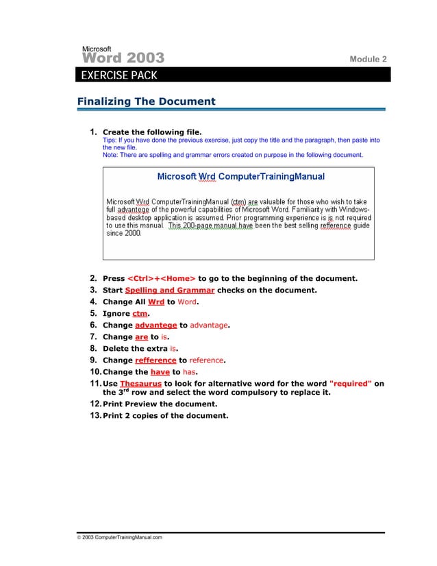 Word exercises (1) | PDF