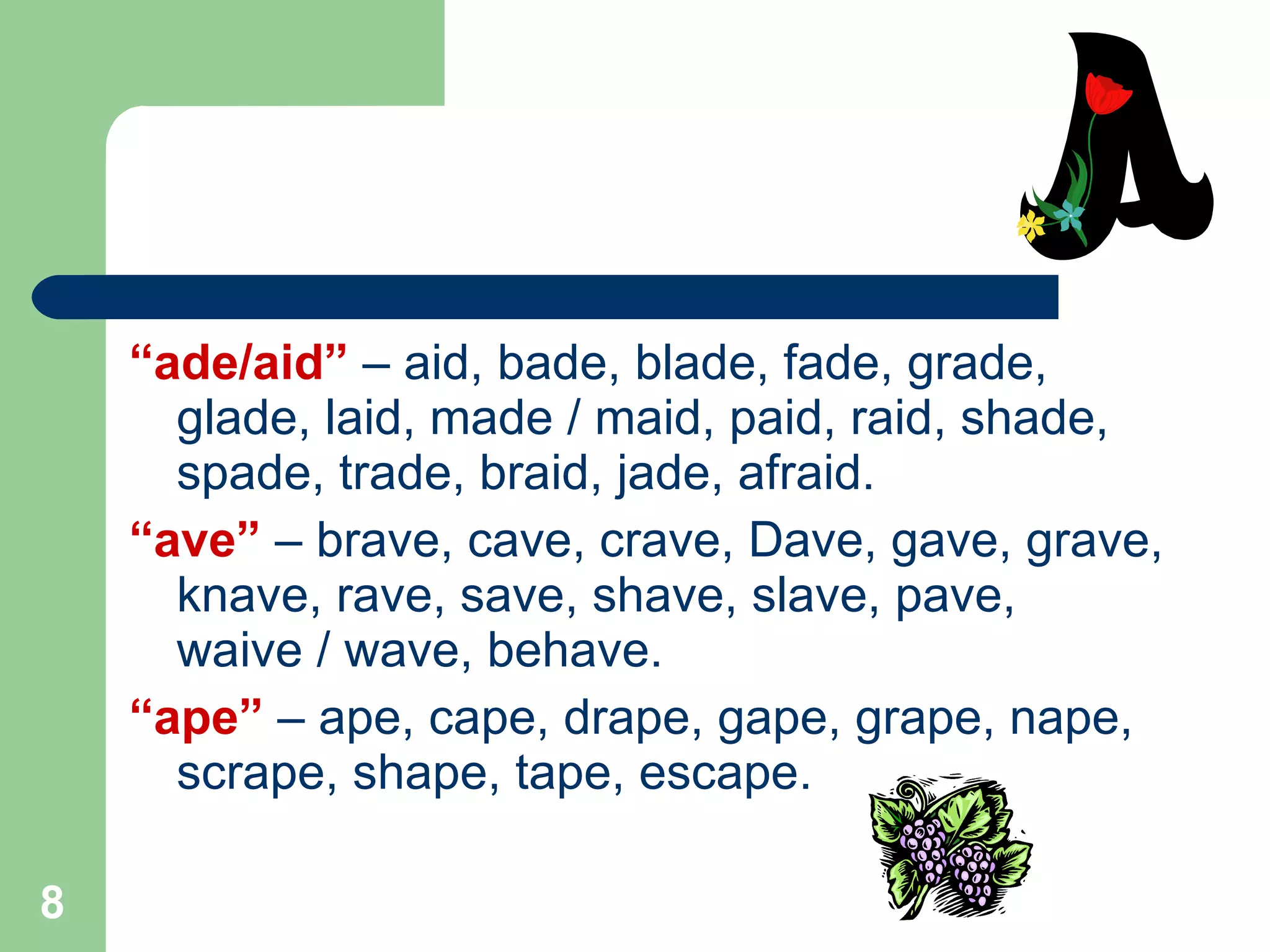 Word Families & Rhyming Words | PPT