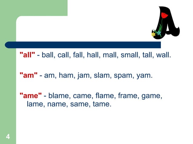 Word Families & Rhyming Words | PPT