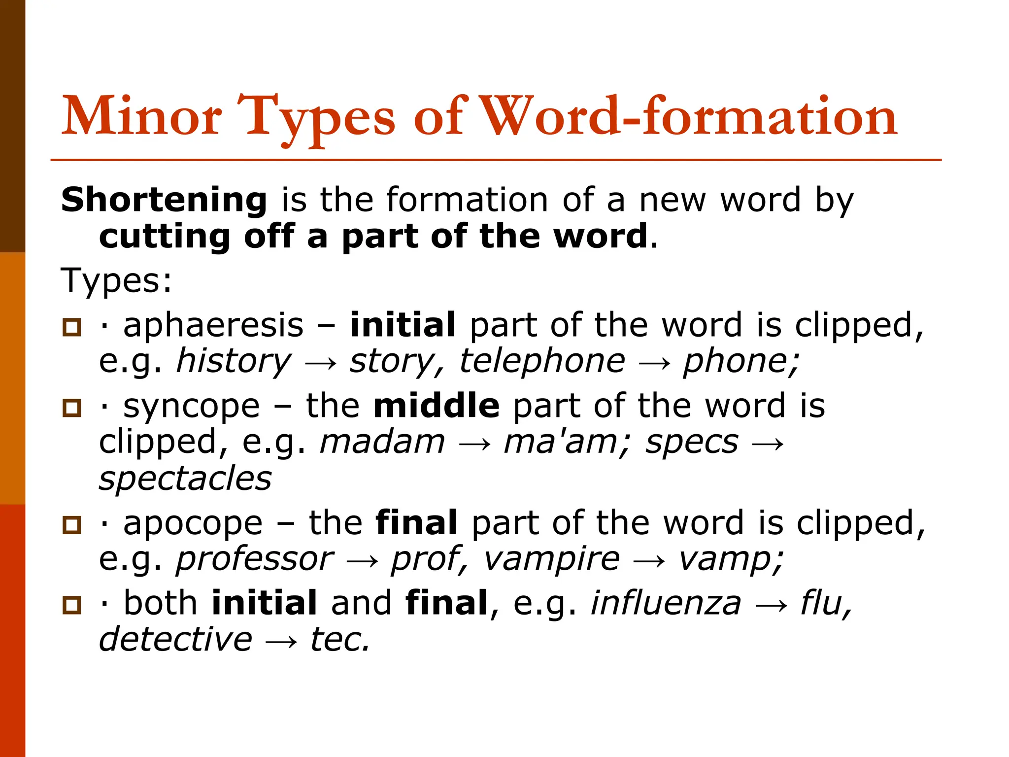 Word formation processes_Types of Forming Words. General Issues Major ...