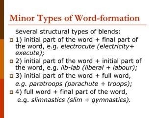 Word formation processes_Types of Forming Words. General Issues Major ...