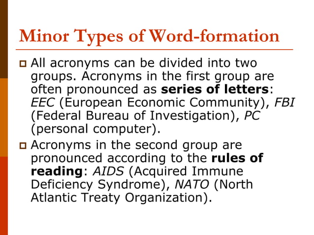 Word formation processes_Types of Forming Words. General Issues Major ...