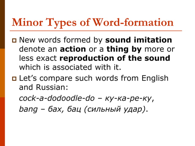 Word formation processes_Types of Forming Words. General Issues Major ...