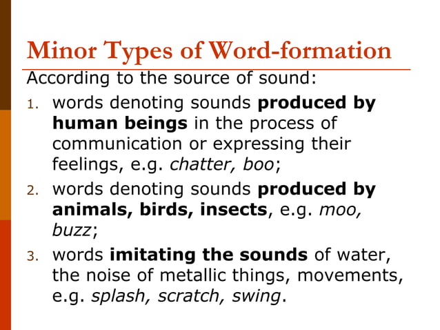 Word formation processes_Types of Forming Words. General Issues Major ...