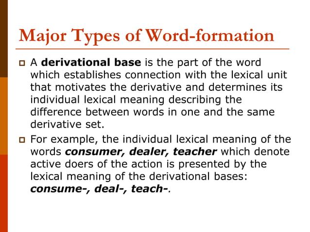 Word formation processes_Types of Forming Words. General Issues Major ...