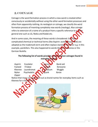 Word formation process english content my assignment | PDF