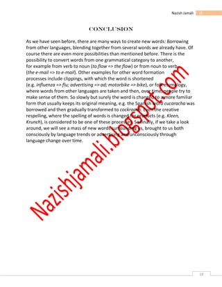 Word formation process english content my assignment | PDF