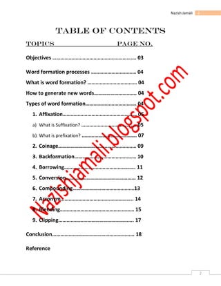 Word formation process english content my assignment | PDF