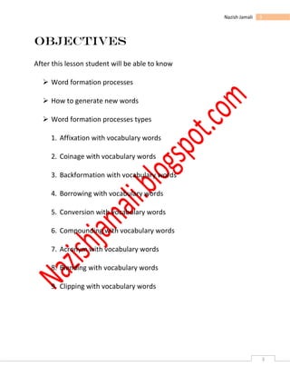 Word formation process english content my assignment | PDF
