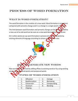 Word formation process english content my assignment | PDF