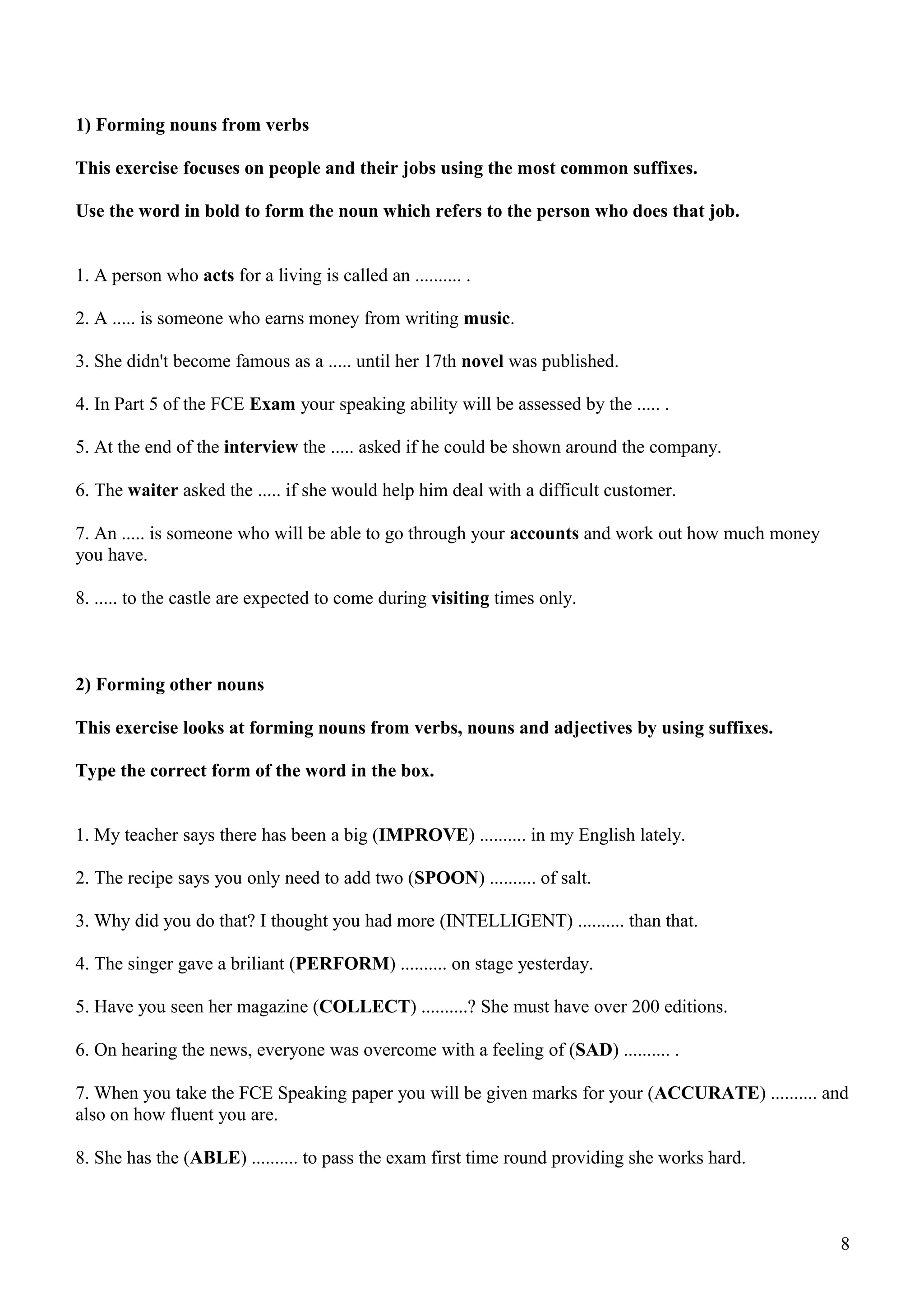 Word formation exercises | DOC