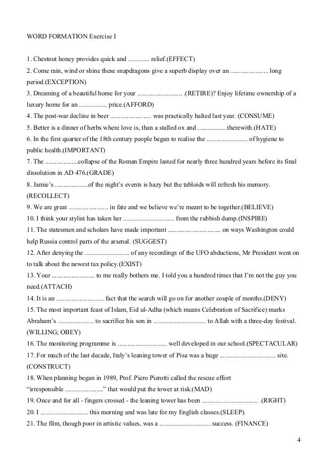 Word Formation Exercises word-formation-exercises