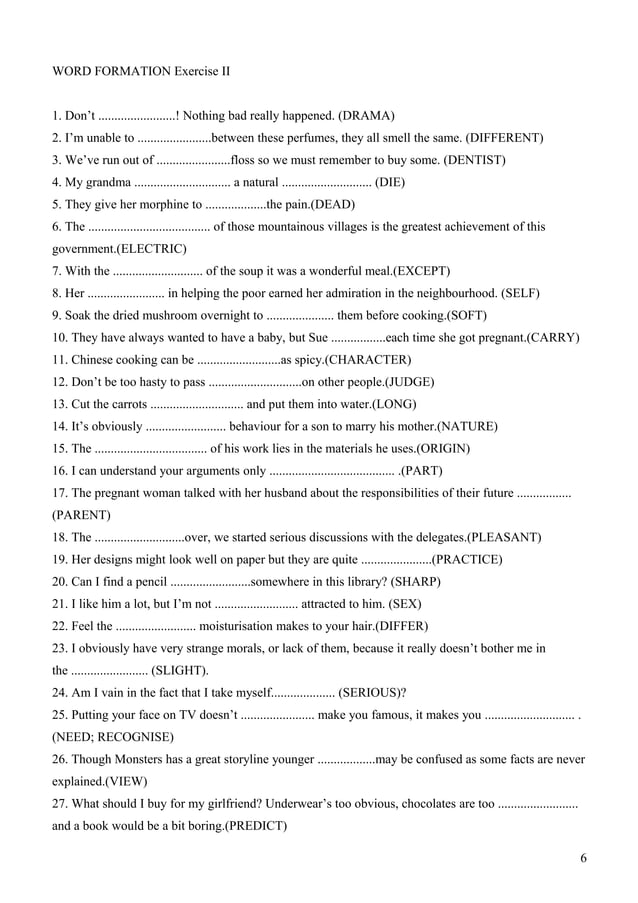 Word formation exercises | PDF