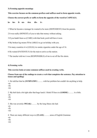 Word formation exercises | PDF