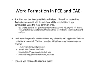 Diagrams for "Word Formation" in FCE and CAE | PDF