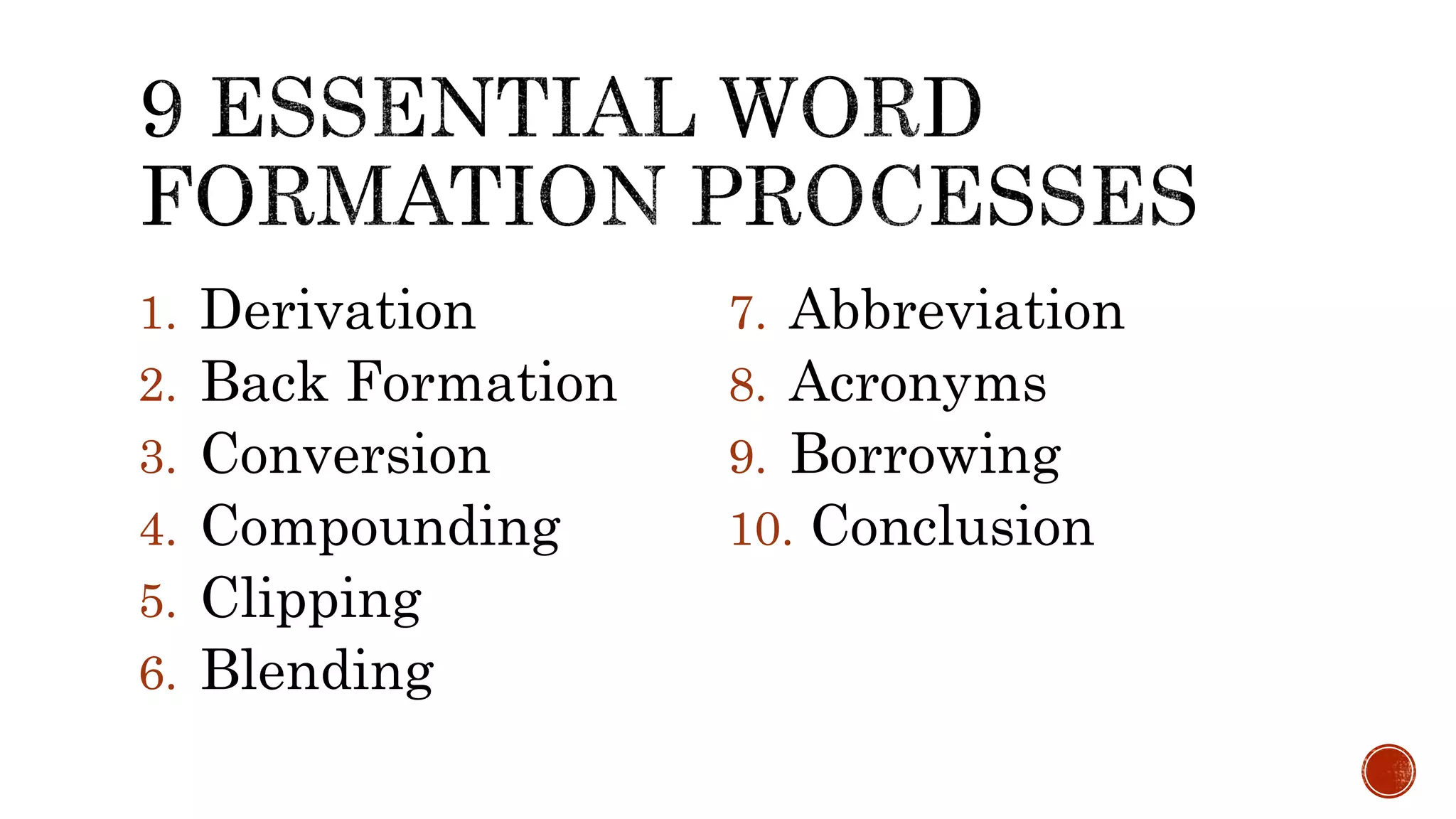WORD FORMATION PROCESSES | PPTX