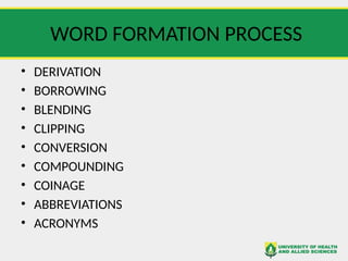 Word Formation Process how words are formed,and the types of words | PPT