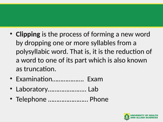 Word Formation Process how words are formed,and the types of words | PPT