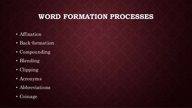 TSLB3013 : Linguistics - Word Formation Processes
