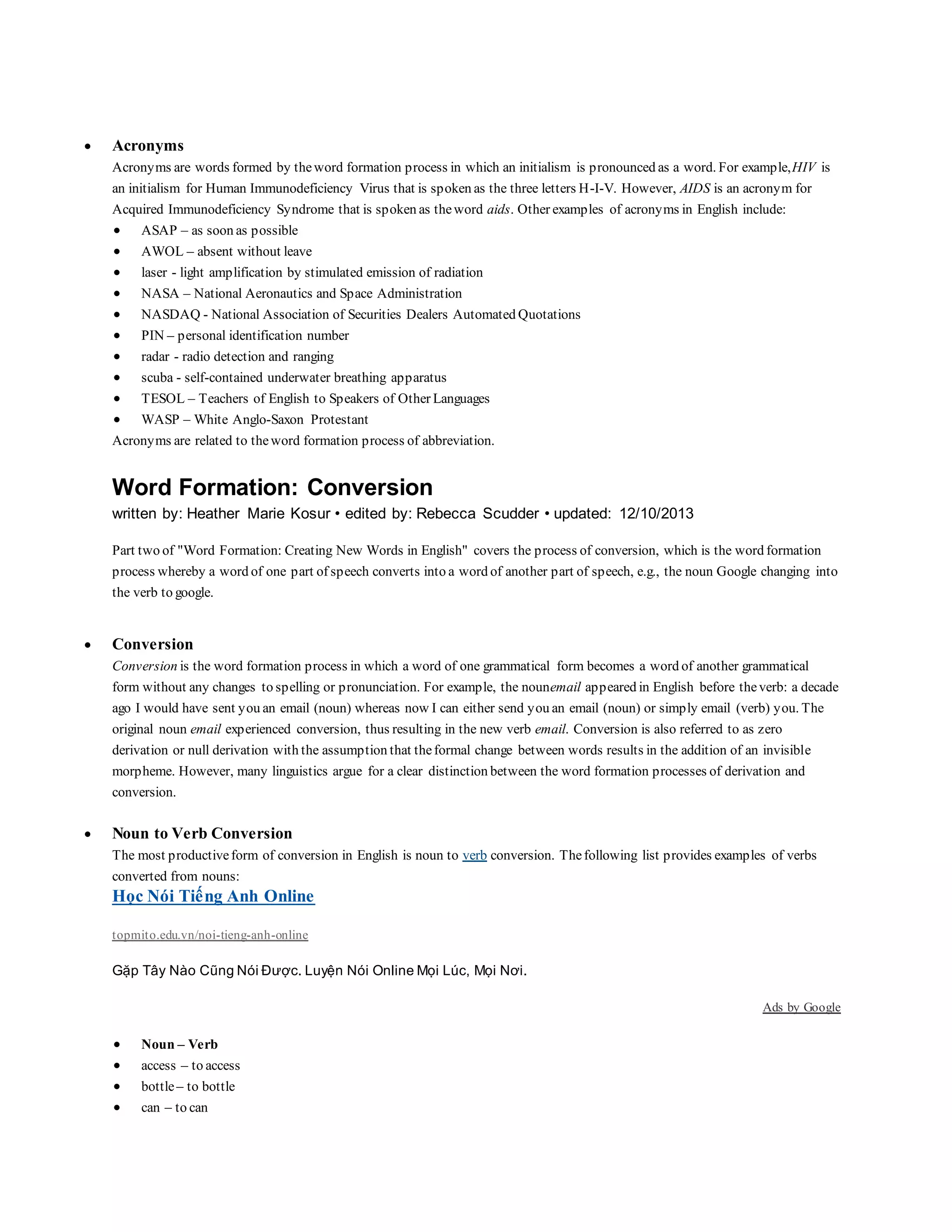 Word forming proccess coinage | DOCX | Chemistry | Science
