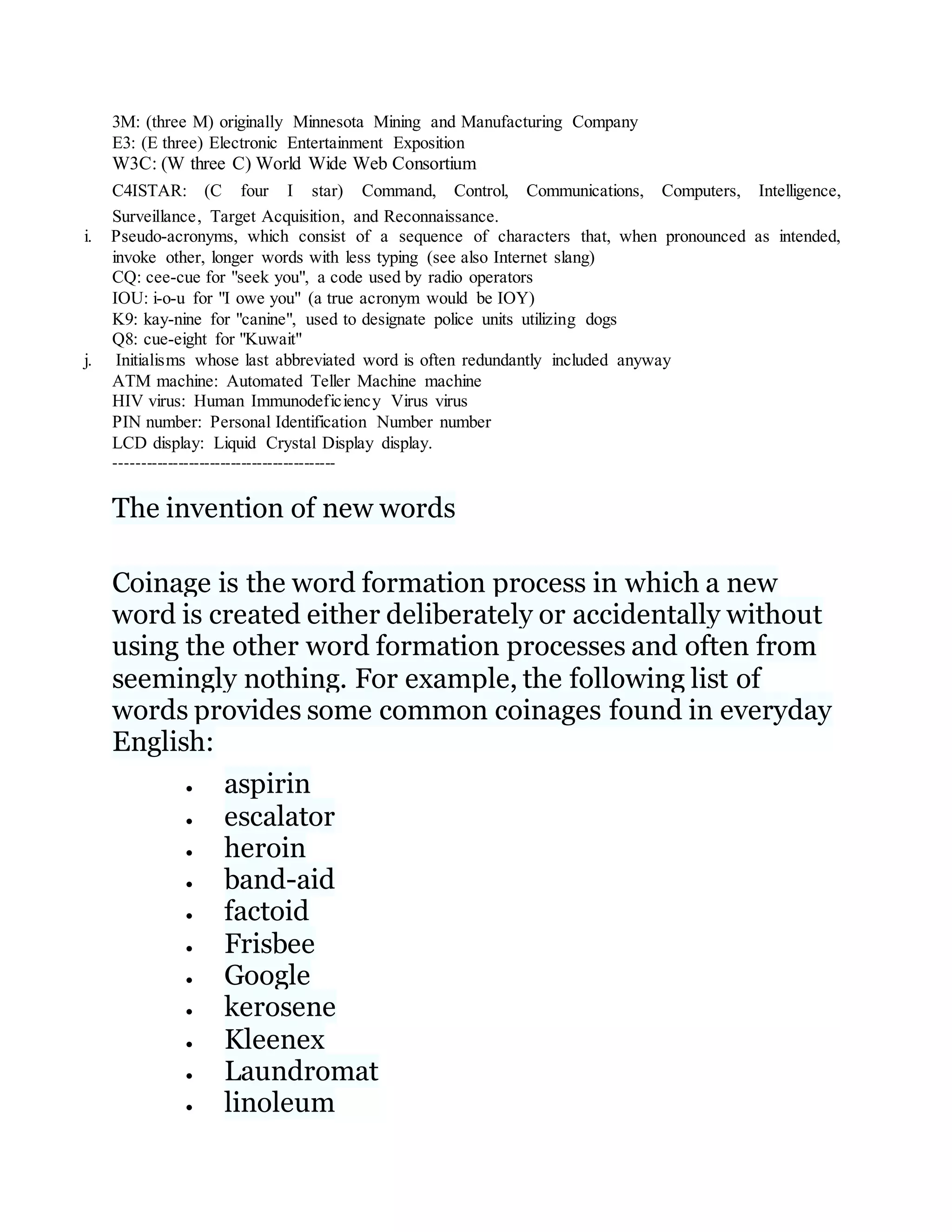 Word forming proccess coinage | DOCX