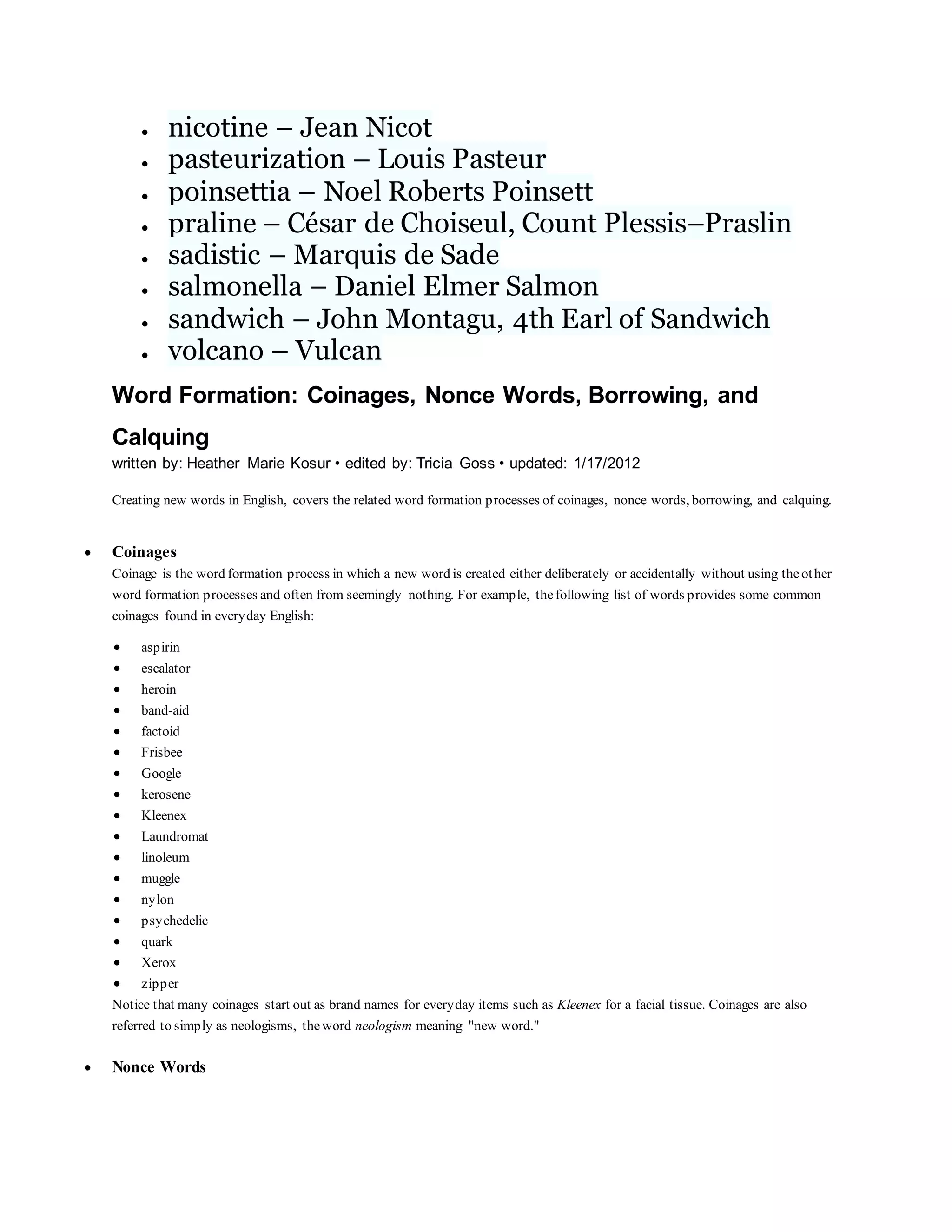 Word forming proccess coinage | DOCX