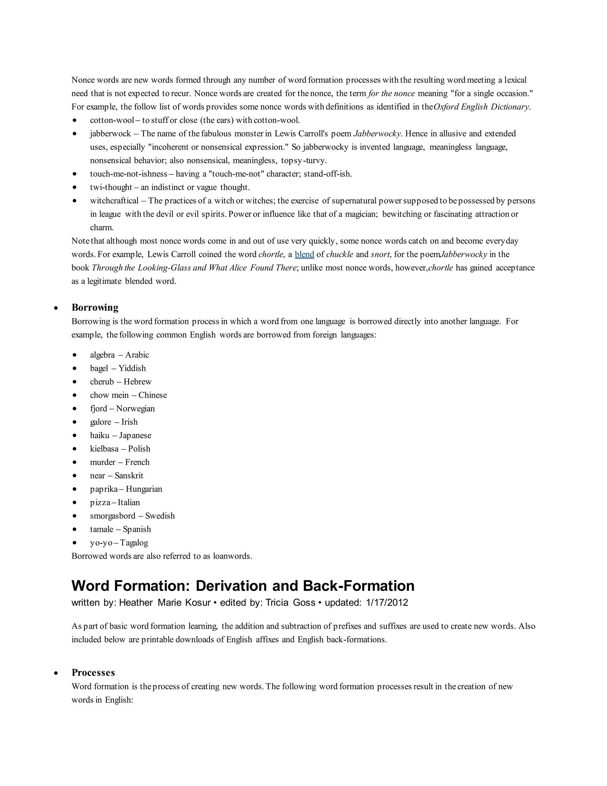 Word forming proccess coinage | DOCX | Chemistry | Science