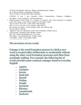 Word forming proccess coinage | DOCX