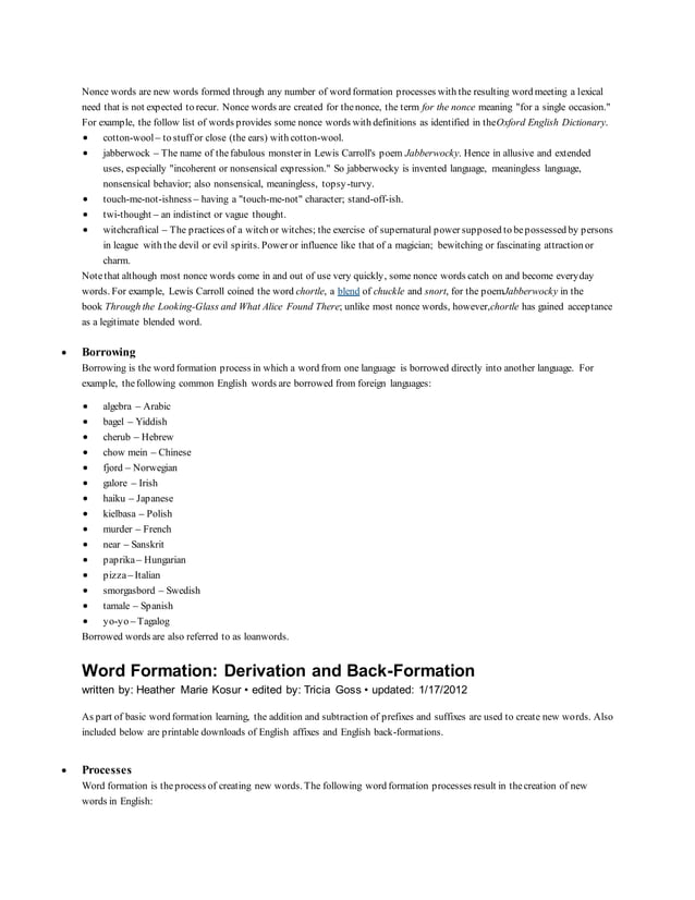 Word forming proccess coinage | DOCX | Chemistry | Science