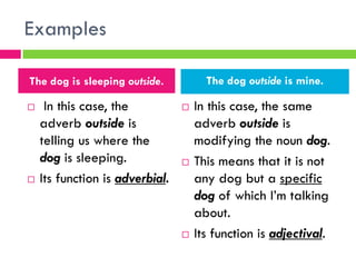 Function of Words in Context. Adverbials, Nominals, Adjectivals ...