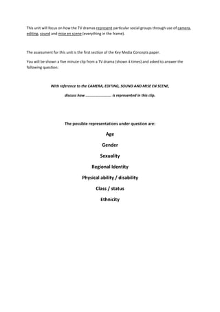 Representation in TV Drama - handbook and key terms | PDF