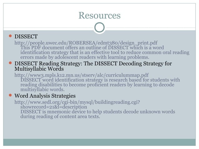 Word identification strategy dissect | PPT