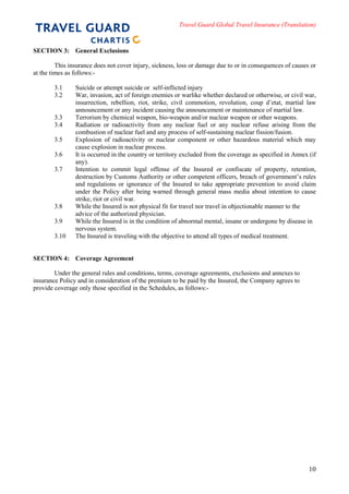 Wording Travel Guard International (English Version) | PDF