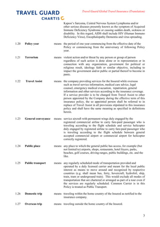 Wording Travel Guard International (English Version) | PDF