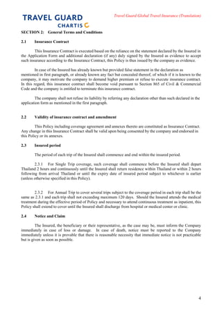 Wording Travel Guard International (English Version) | PDF