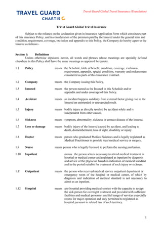 Travel Guard Global Travel Insurance Summary | PDF