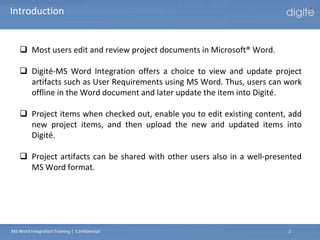 Digite - MS Word Integration | PPT