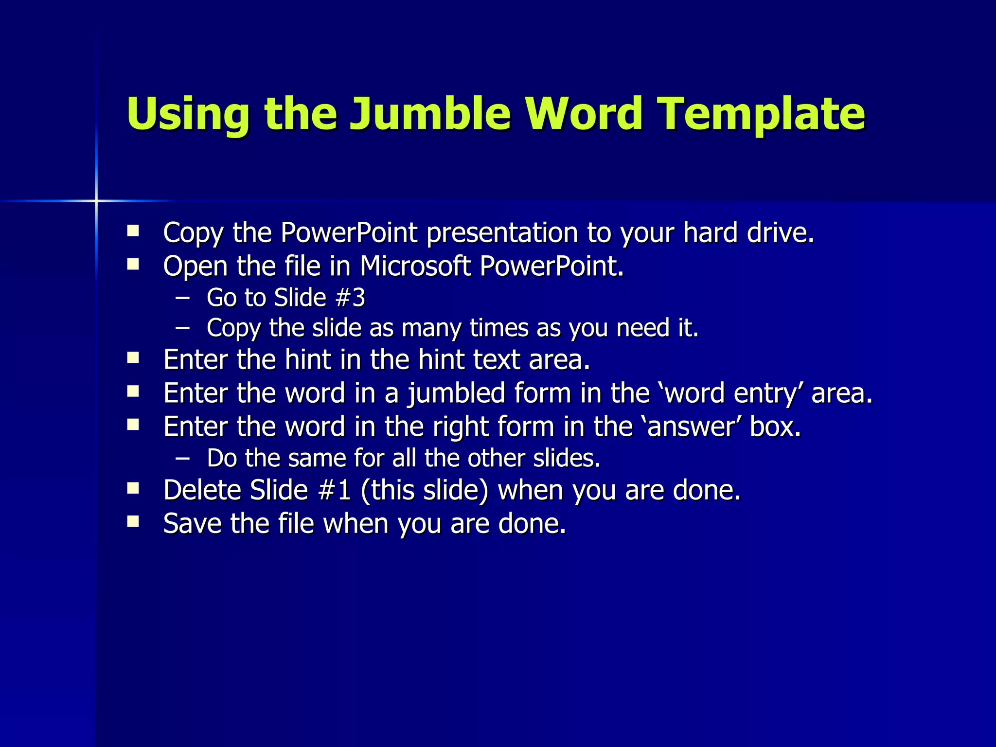 Word jumble template | PPT