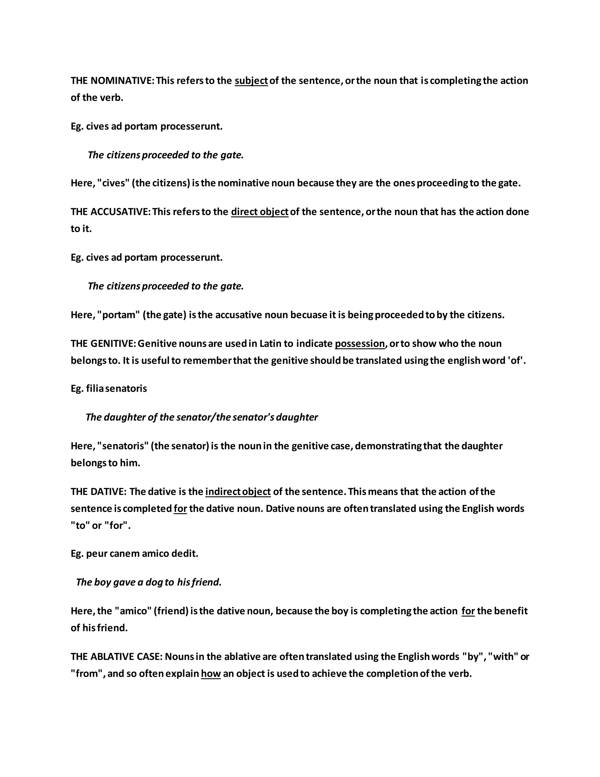 Cases and its function in Latin ( Word ) | DOCX