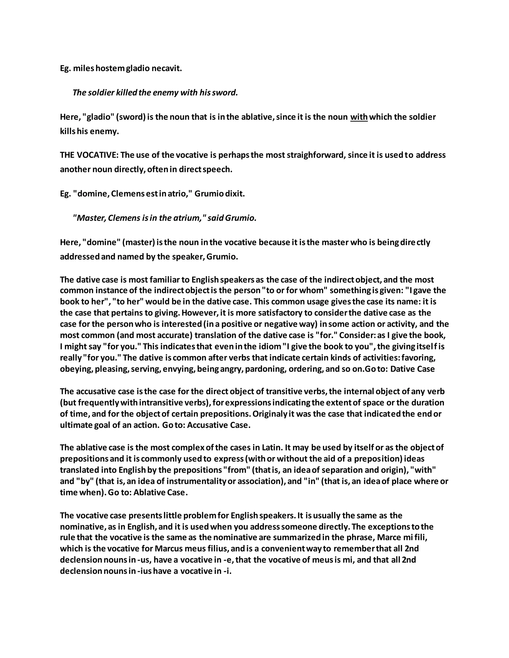 Cases and its function in Latin ( Word ) | DOCX