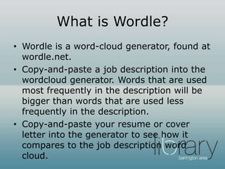 Analyze Job Descriptions using Wordle.net