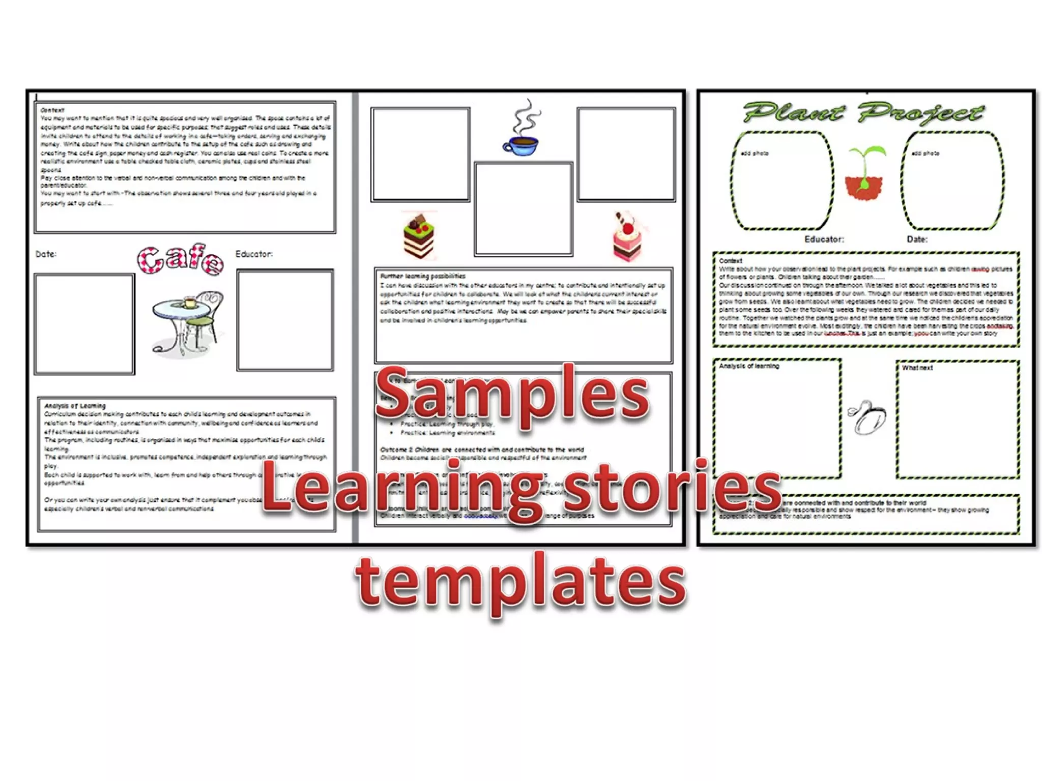 EYLF Word learning stories template 2 bonus outcome posters for photo | PPT