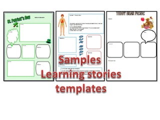 EYLF Word learning stories template 2 bonus outcome posters for photo | PPT