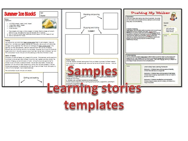 EYLF Word learning stories template 2 bonus outcome posters for photo | PPT