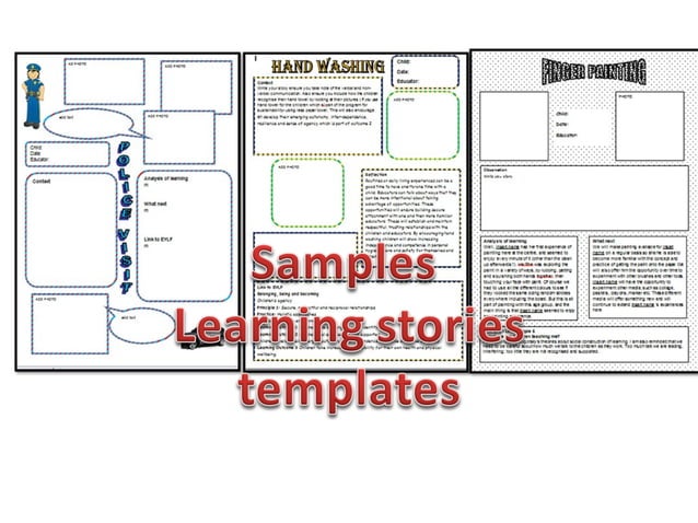 EYLF Word learning stories template 2 bonus outcome posters for photo | PPT