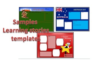 EYLF Word learning stories template 2 bonus outcome posters for photo | PPT