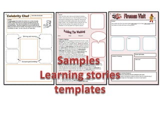 EYLF Word learning stories template 2 bonus outcome posters for photo | PPT