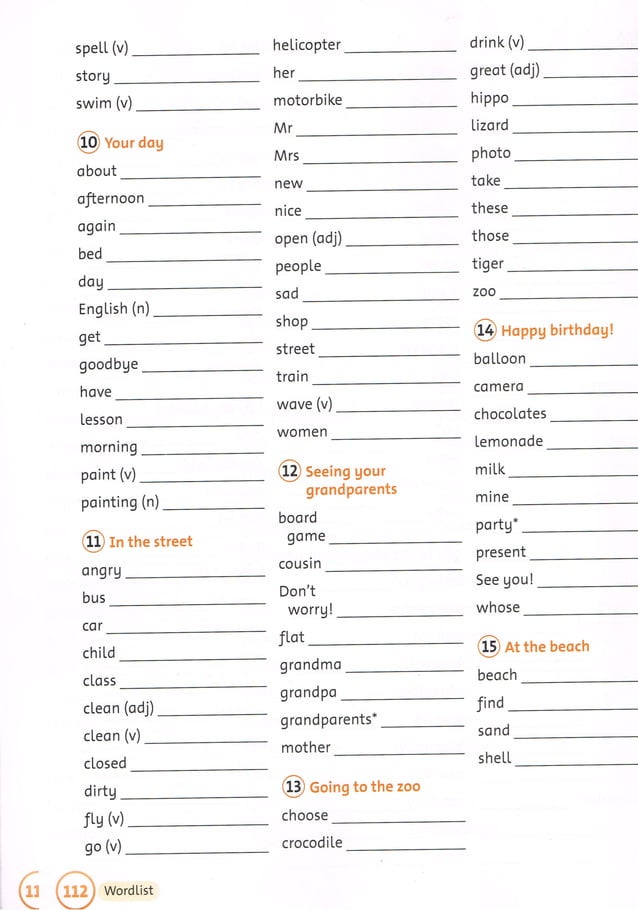 Wordlist - Cambridge English Starters ( YLE ) Tests | PDF