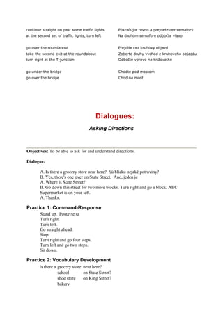Word list of asking and giving directions plus dialogues | PDF