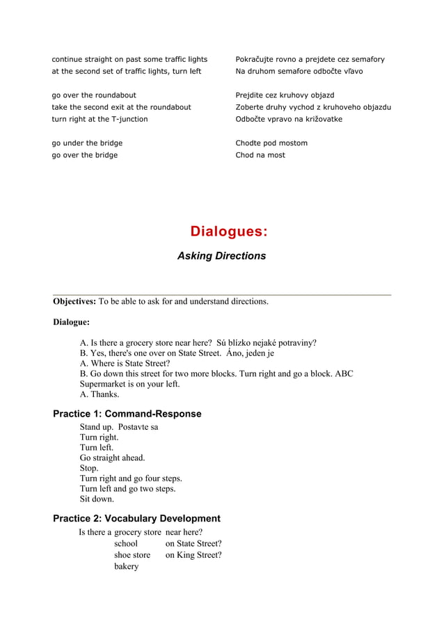 Word list of asking and giving directions plus dialogues | PDF